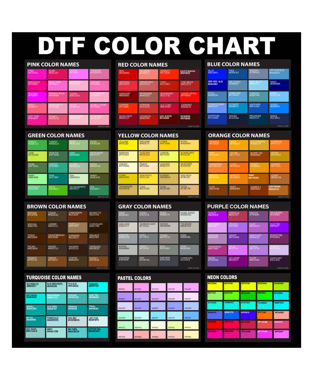 Gorilla Blanks- DTF Color Chart – Gorilla Blanks - Located Inside Trend ...